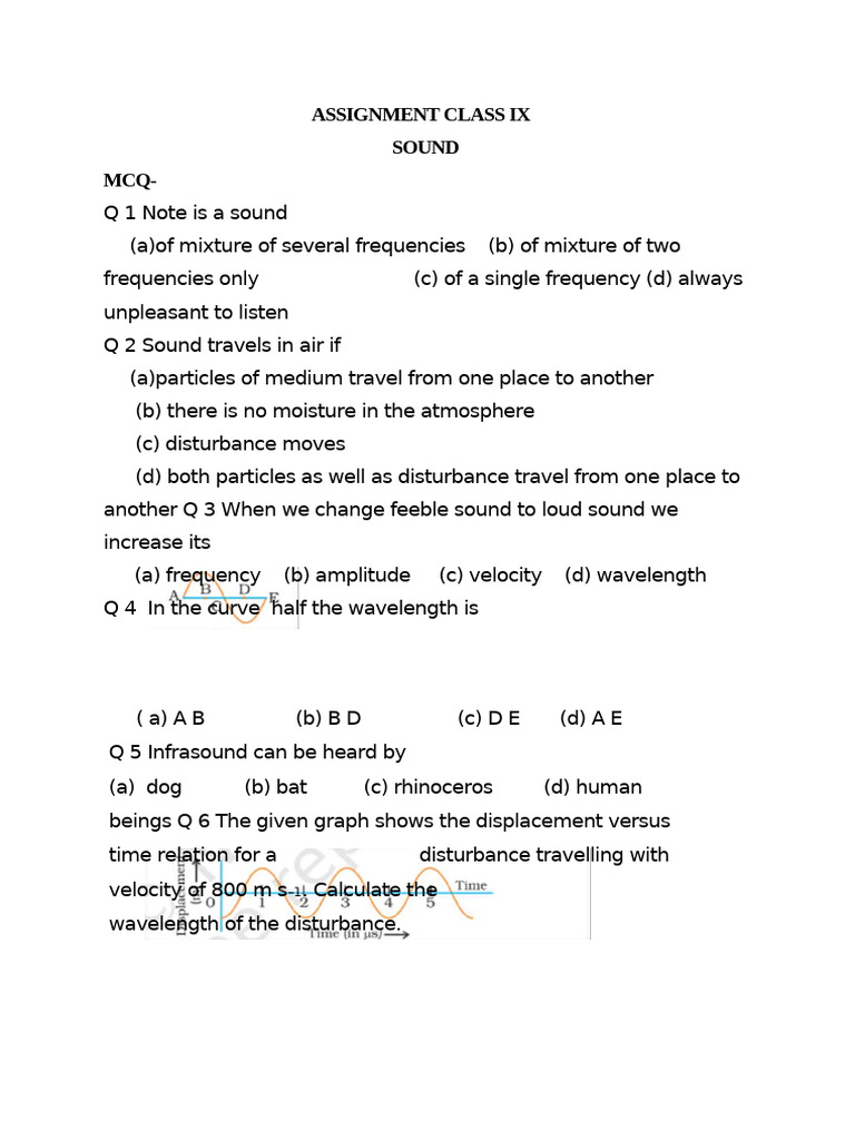 Class Ix Sound Assignment Mcqs Pdf