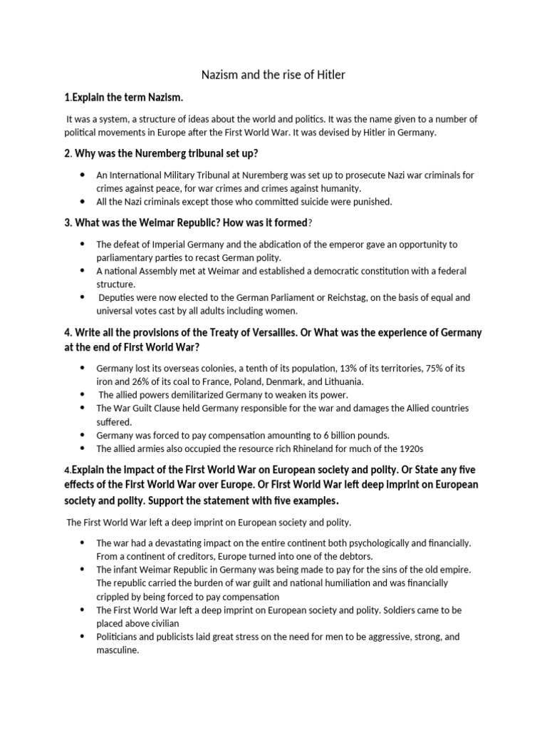 Nazism and The Rise of Hitler | PDF | Nazi Germany | Weimar Republic