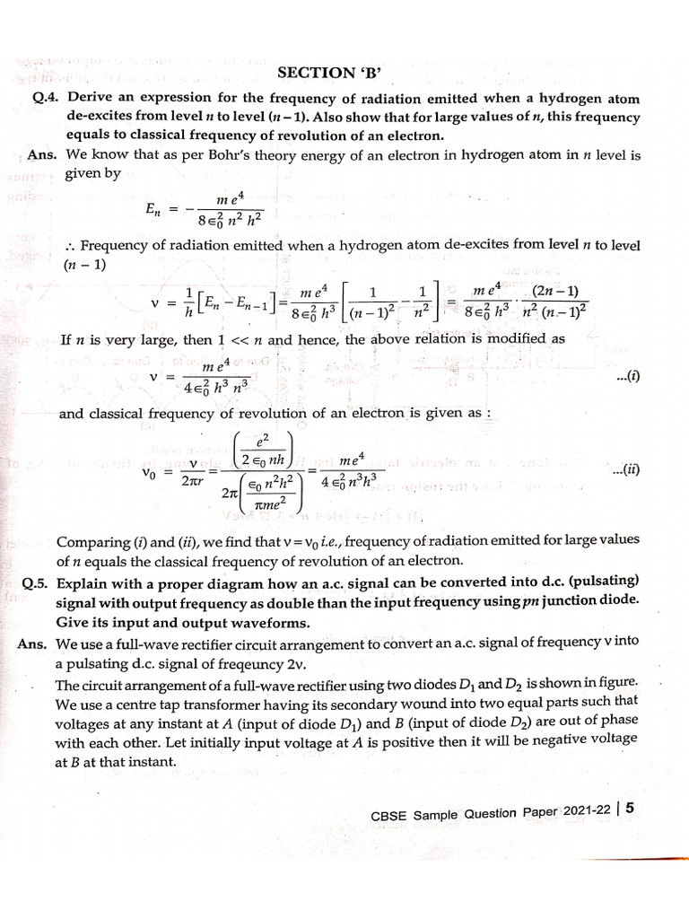 Sample Paper-01 Physics Class-12th | PDF