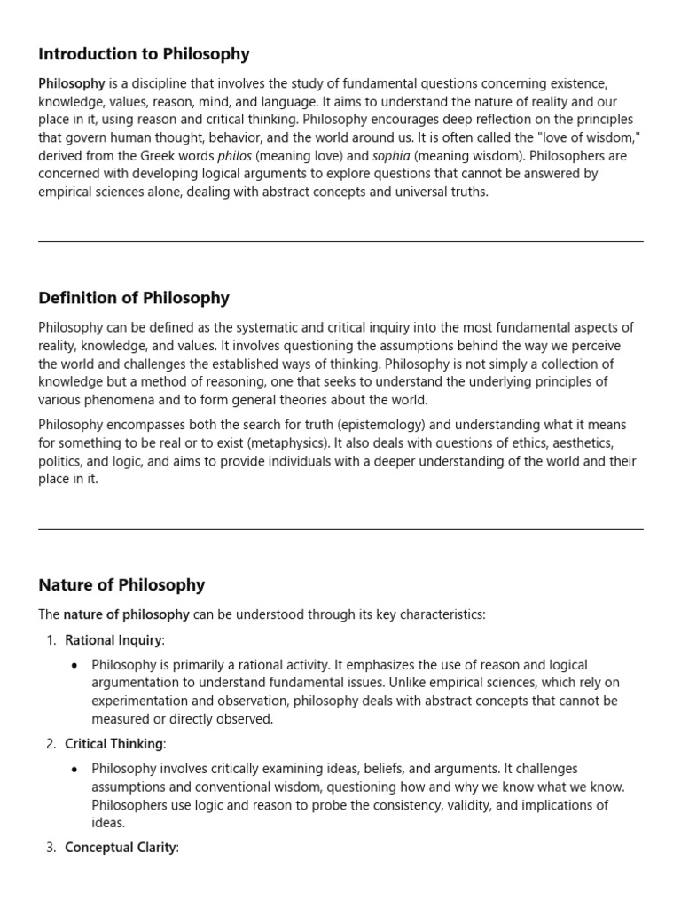 Introduction To Philosophy Pdf Reason Metaphysics