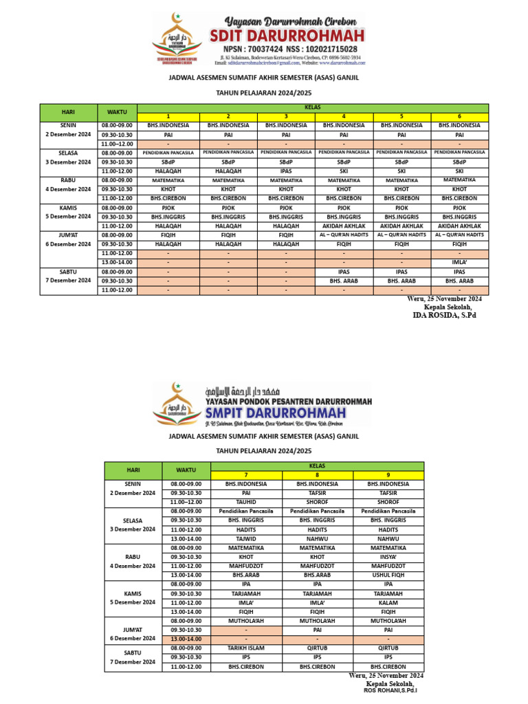 2425 Jadwal Asas | PDF