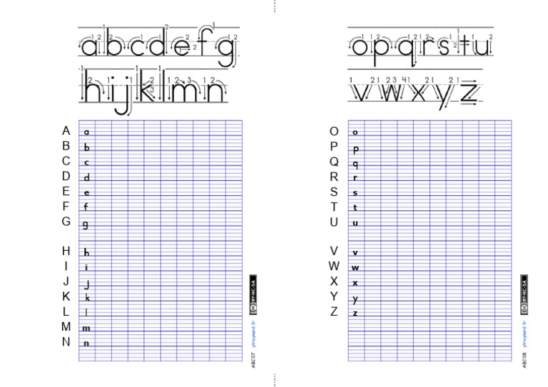 ABC 07 - 08 - Alphabet minuscule Tracé A-N - O-Z | PDF
