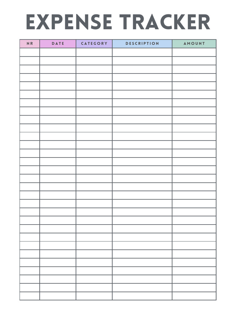 Colorful Clean Rainbow Spending Expense Tracker Finance Planner | PDF