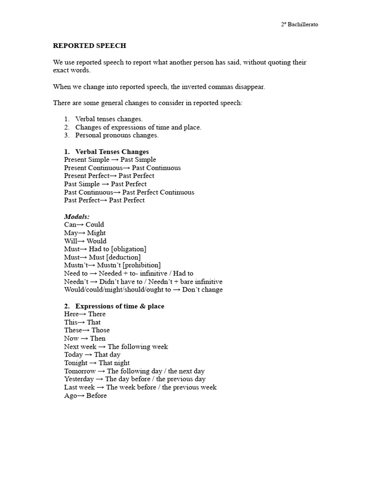 REPORTED SPEECH 2 Bach | PDF | Question | Semantic Units