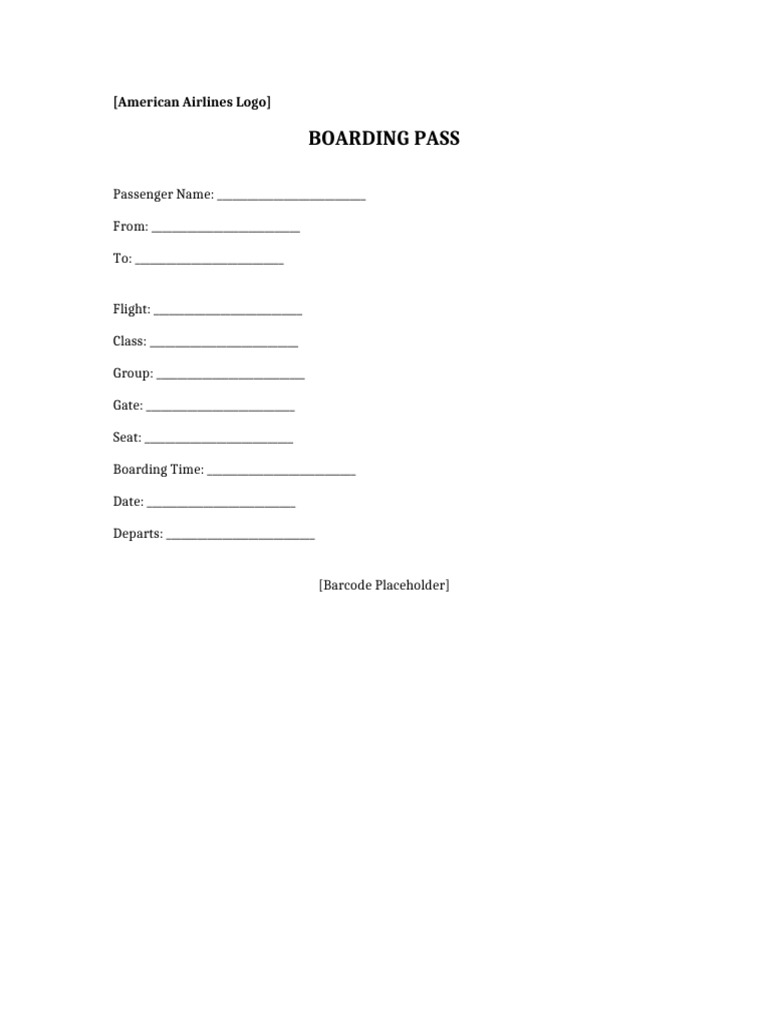 Editable Boarding Pass Template | PDF