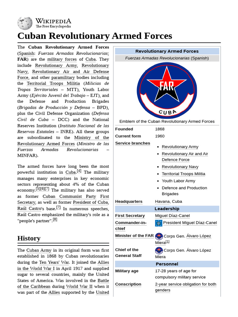 Cuban Revolutionary Armed Forces | PDF | Military | Cuba