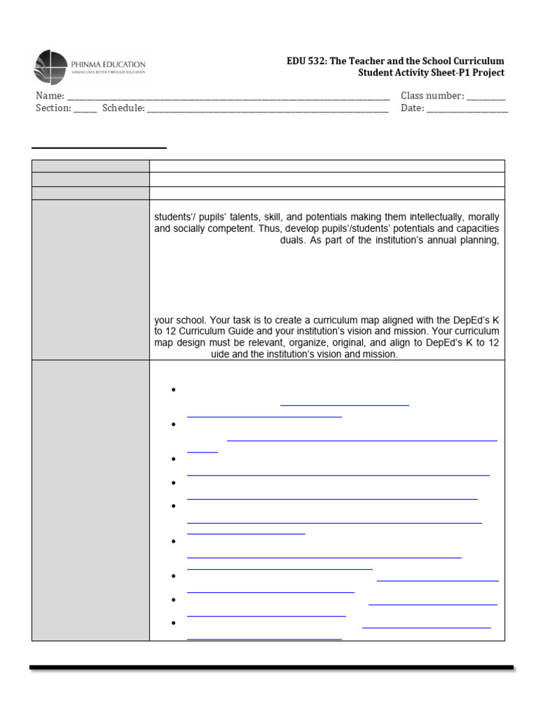 EDU532-P1-Performance-task | PDF | Curriculum | Cognition