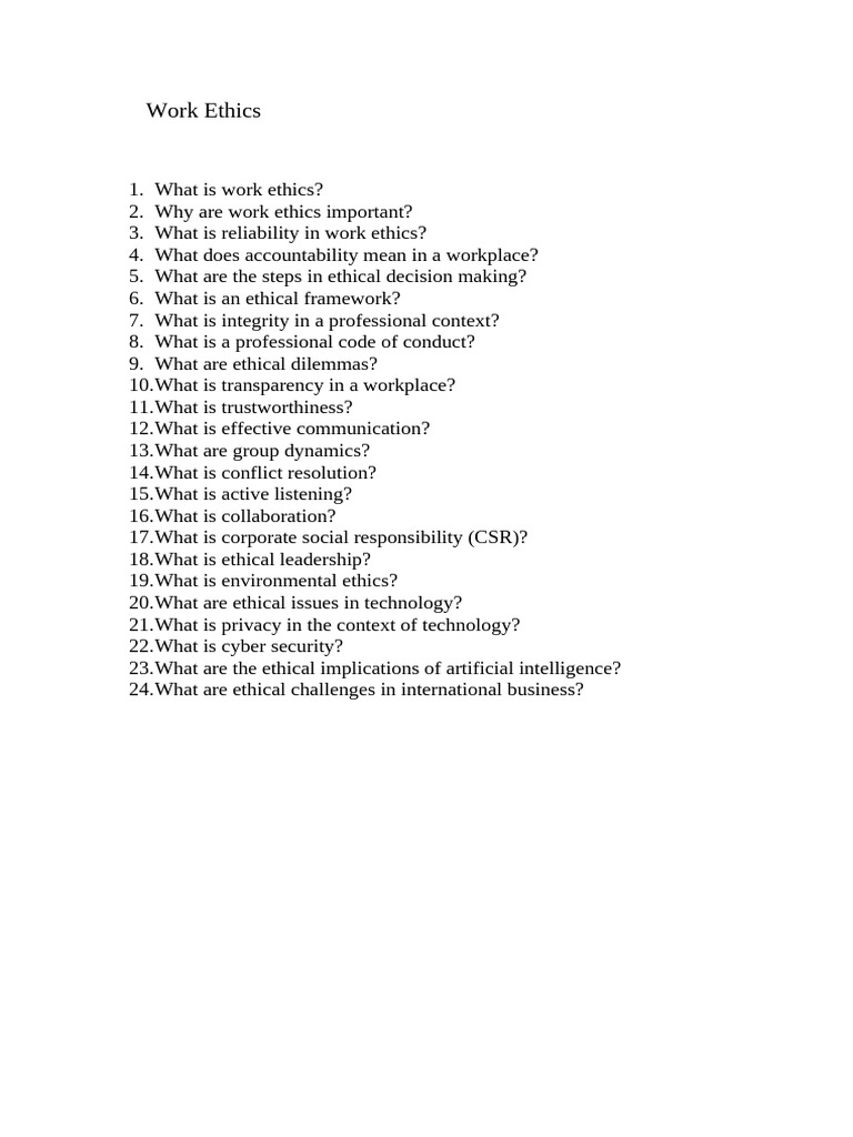 Work Ethics for Professionals | PDF