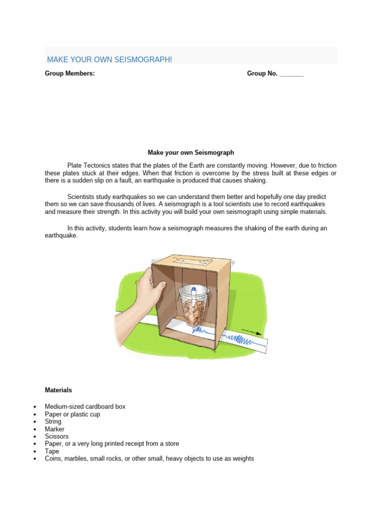 Performance Task Make Your Own Seismograph Es | PDF | Earthquakes