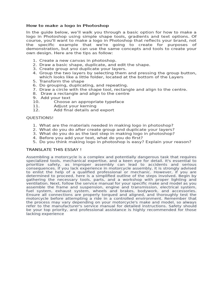 tugas XI_procedure text | PDF | Adobe Photoshop | Motorcycle