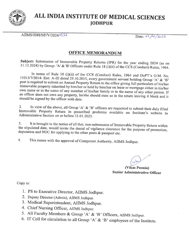 Submission of Immovable Property Returns (IPR) For The Year Ending 2024 ...