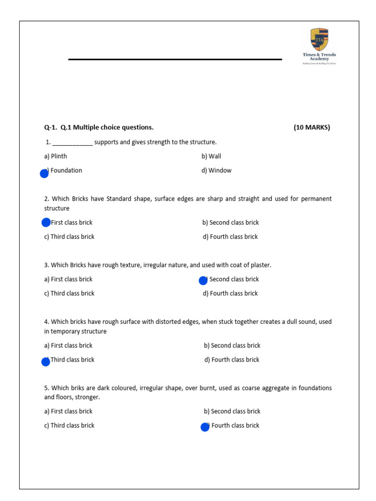 Construction-I Question Bank 2024 | PDF | Stairs | Buildings And Structures