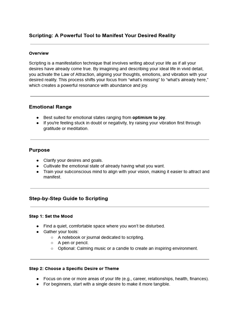 Scripting - A Powerful Tool To Manifest Your Desired Reality | PDF ...