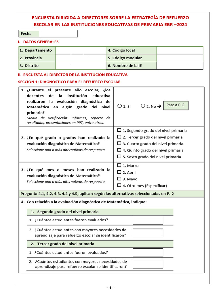 2 Encuesta de Refuerzo Escolar | PDF | Salón de clases | Evaluación