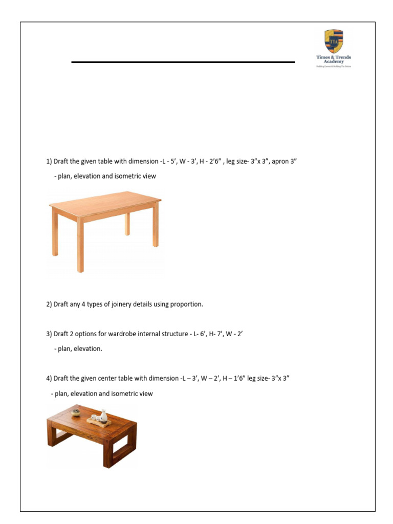 Exam Question Bank- Furniture Design -I | PDF