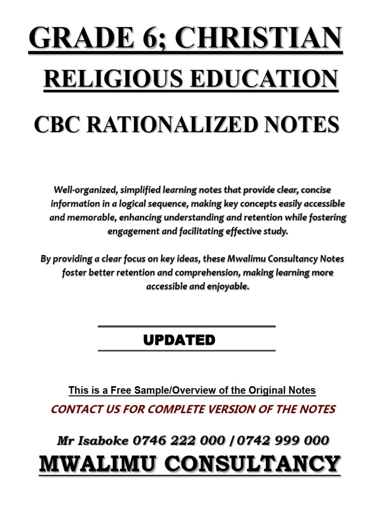 Grade 6 Cre Simplified Notes SP | PDF | Jesus | Lazarus Of Bethany