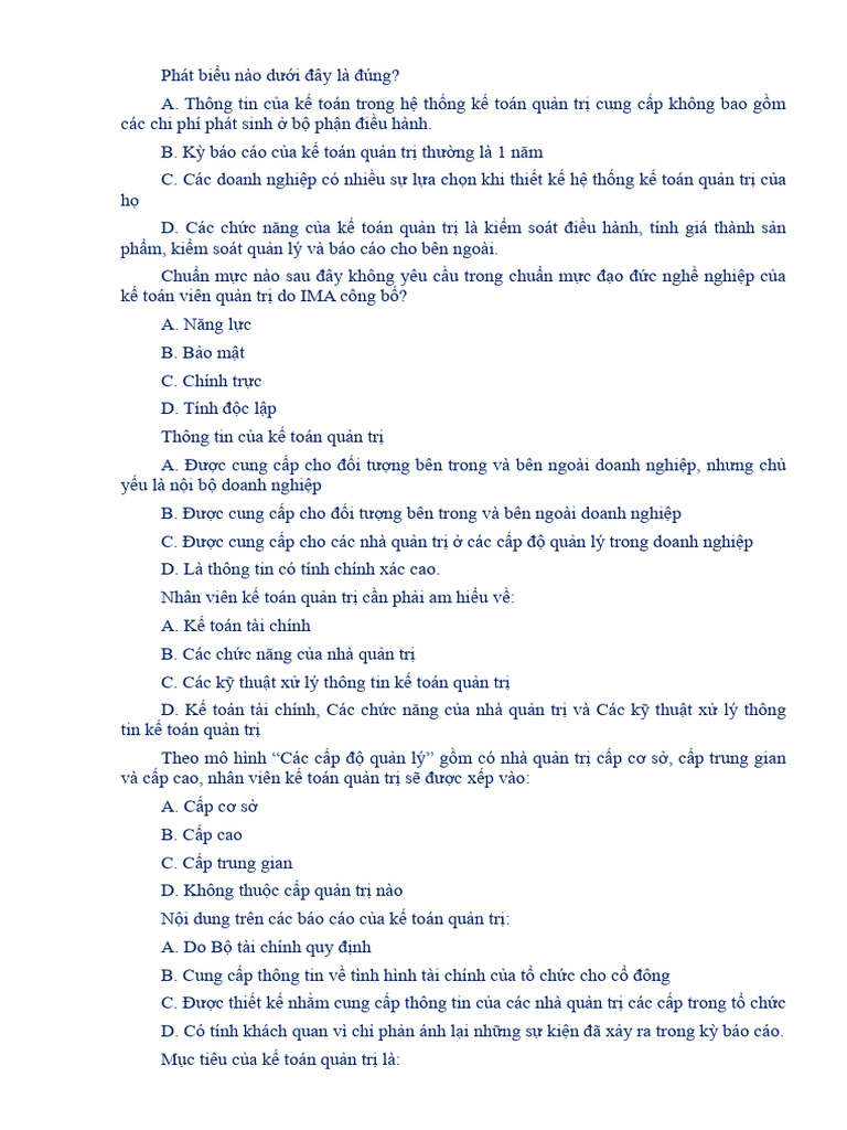 Ôn tập KTQT (TN) | PDF