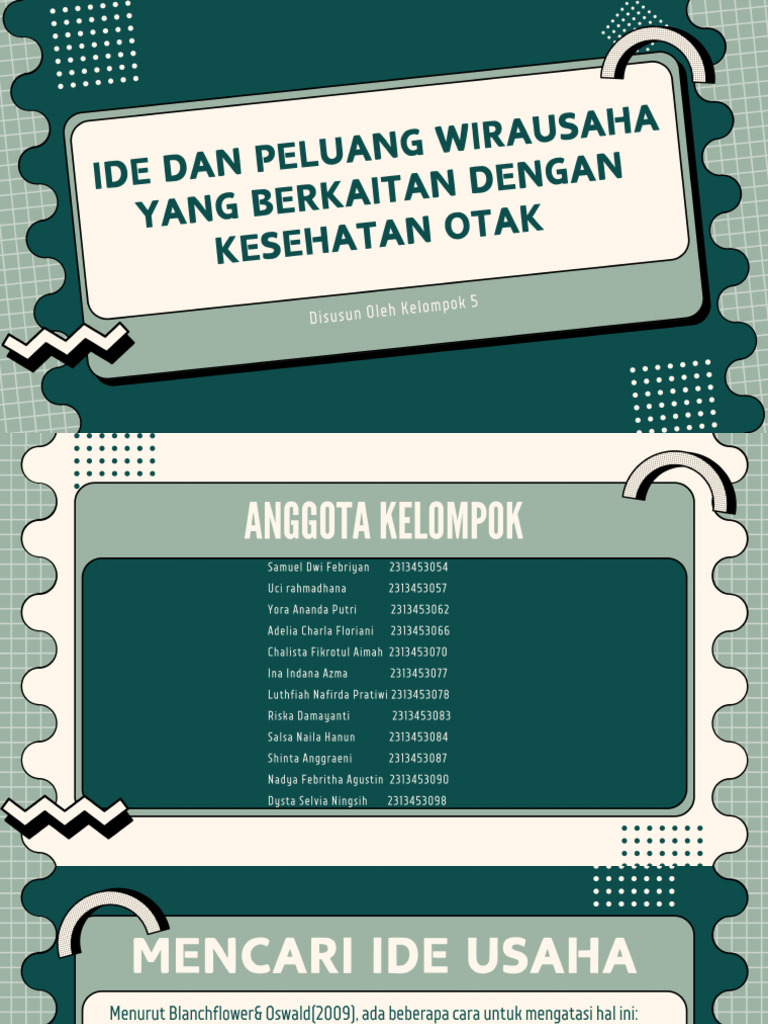 Ide Dan Peluang WIrausaha Yang Berkaitan Dengan Kesehatan Otak Kelompok ...