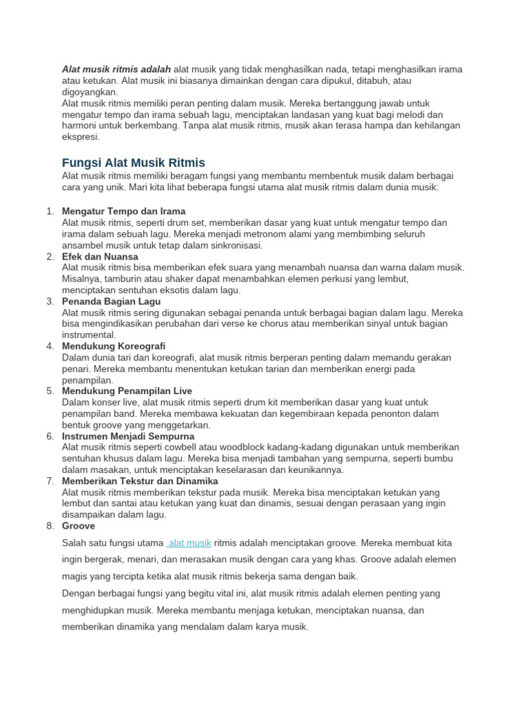 Alat Musik Ritmis Adalah | PDF