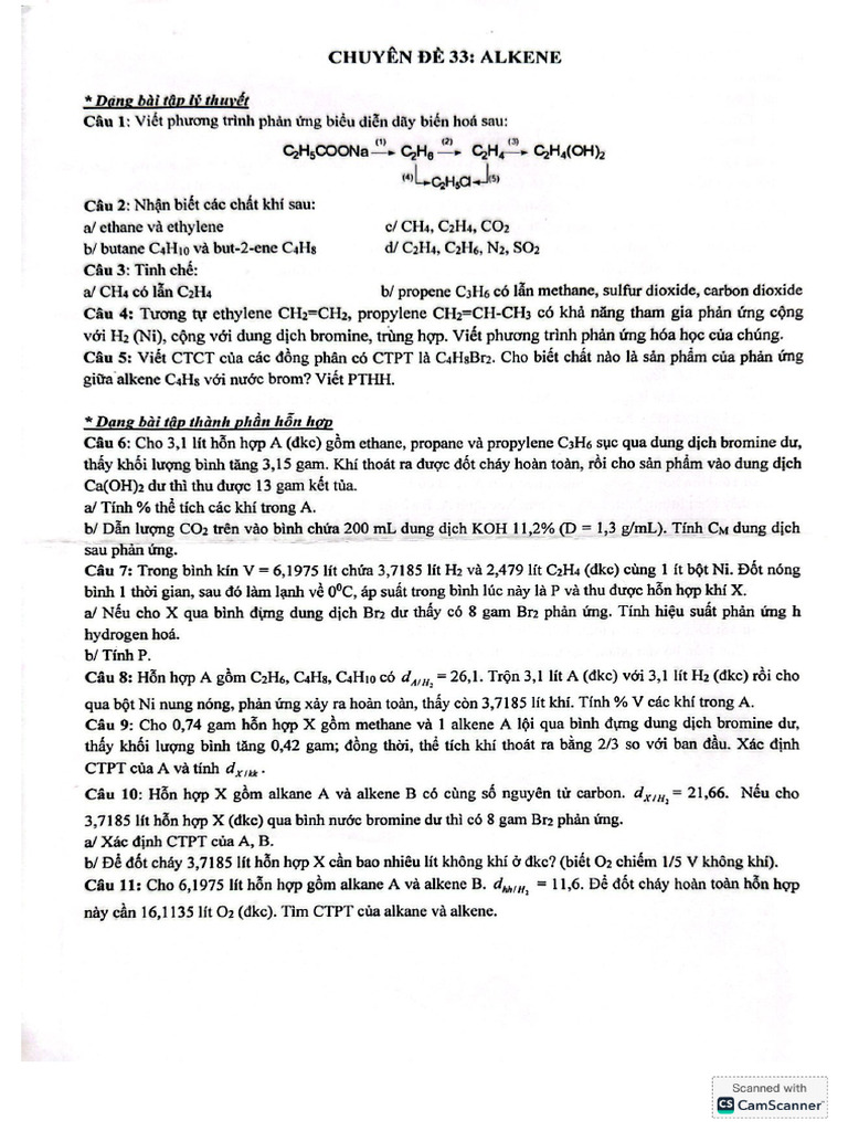 CĐ 33. Alkene | PDF