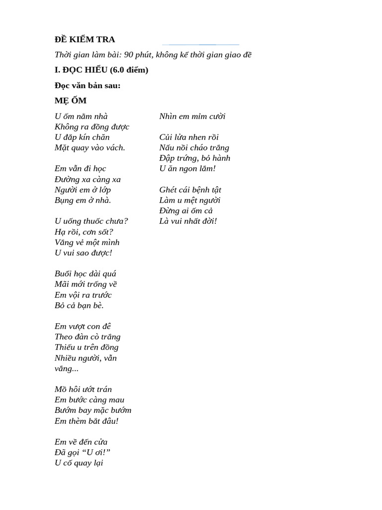 ĐỀ3 - KIỂM TRA VĂN 7 CK1 | PDF