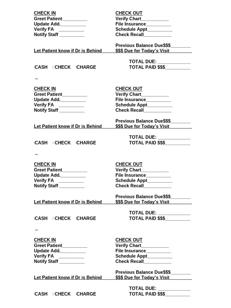 CheckIn CheckOut Slips | PDF