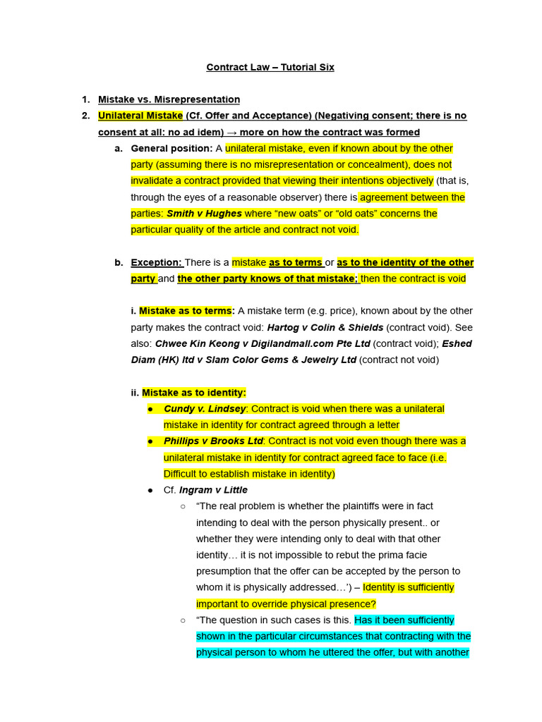 contract law notes | PDF | Breach Of Contract | Damages