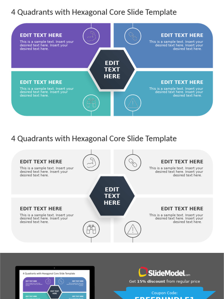 FF0525 01 Hexagon Core Quadrants Powerpoint Template 16x9 1 | PDF