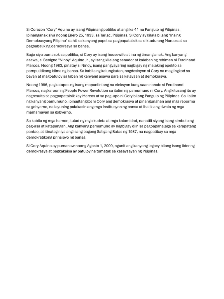 Cory Aquino | PDF
