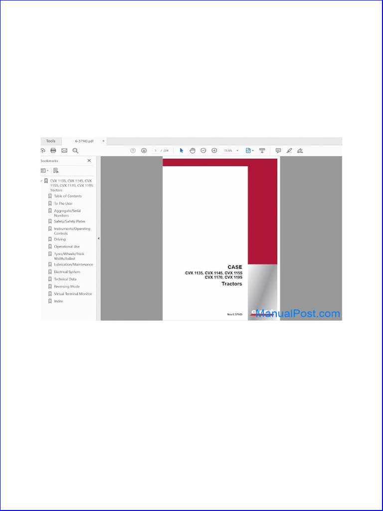 Case Ih Tractor CVX 1135 CVX 1145 CVX 1155 CVX 1170 CVX 1195 Operators ...