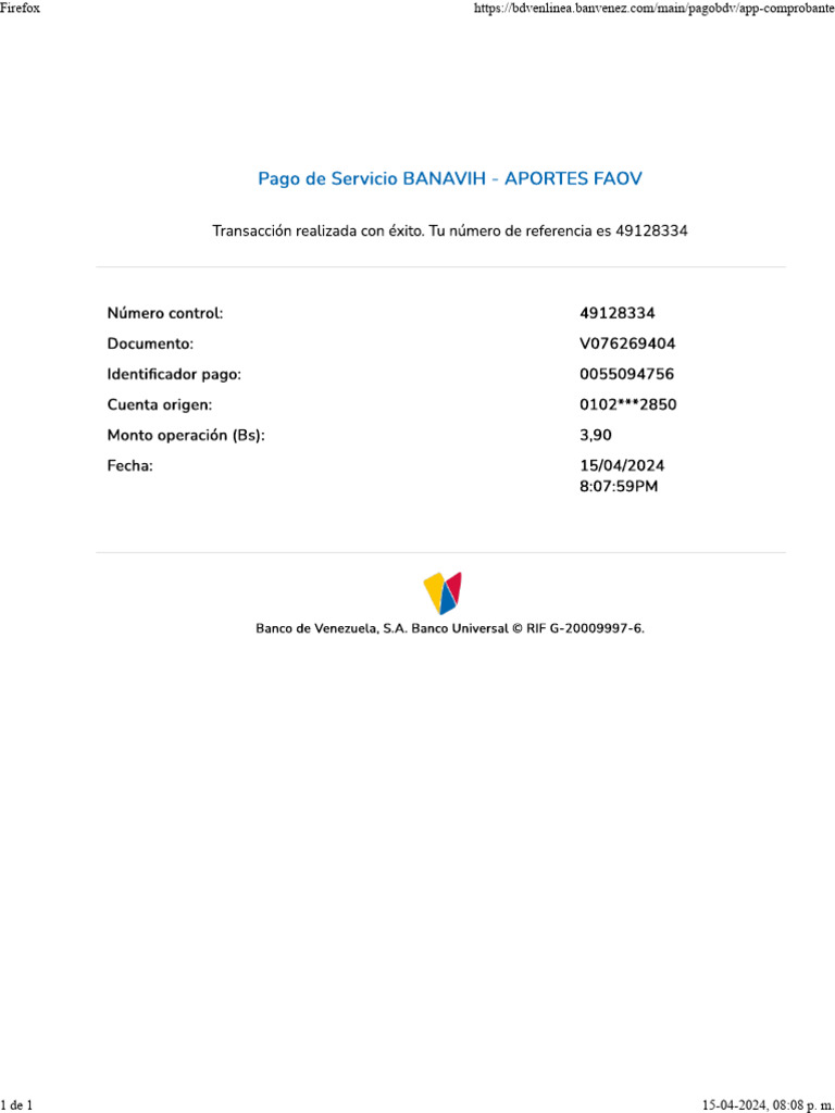 Pago de Afiliacion FAOV | PDF