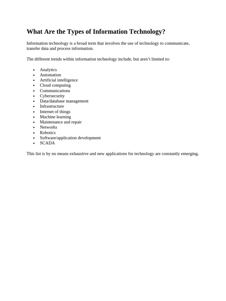 What Are The Types of Information Technology | PDF