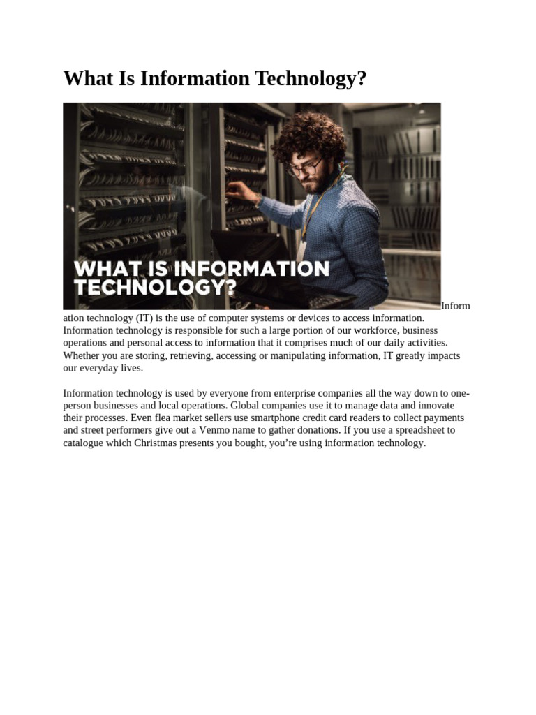 What Is Information Technology | PDF