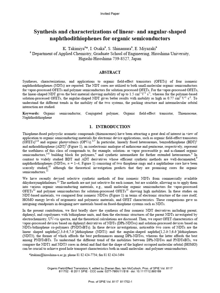 Synthesis and Characterizations of Linear - and Angular-Shaped ...