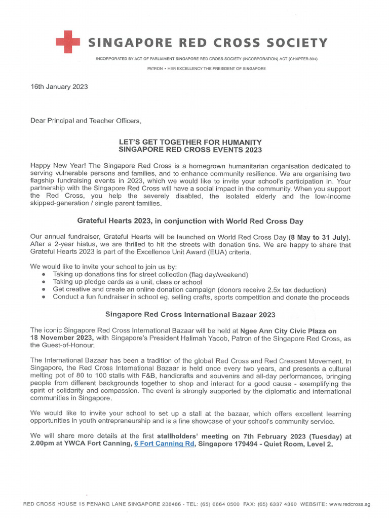 Lets Get Together for Humanity - RCY School Appeal Letter | PDF