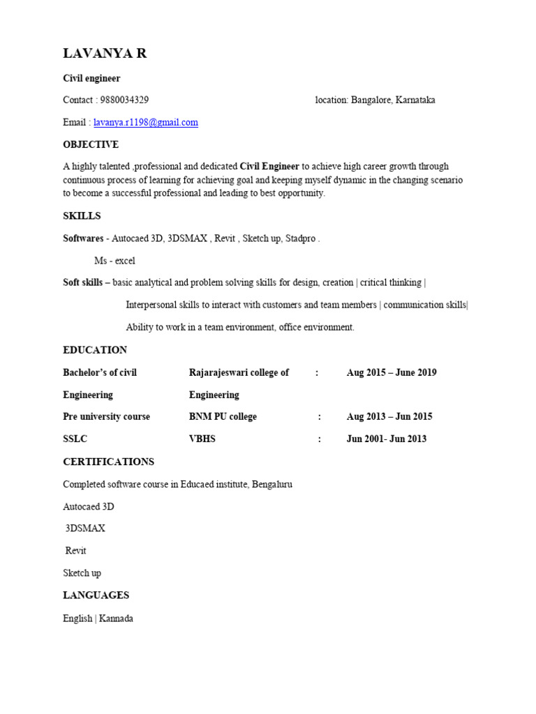 Lavanya R Resume | PDF