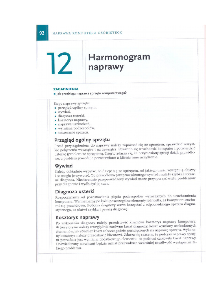 Harmonogram Naprawy | PDF