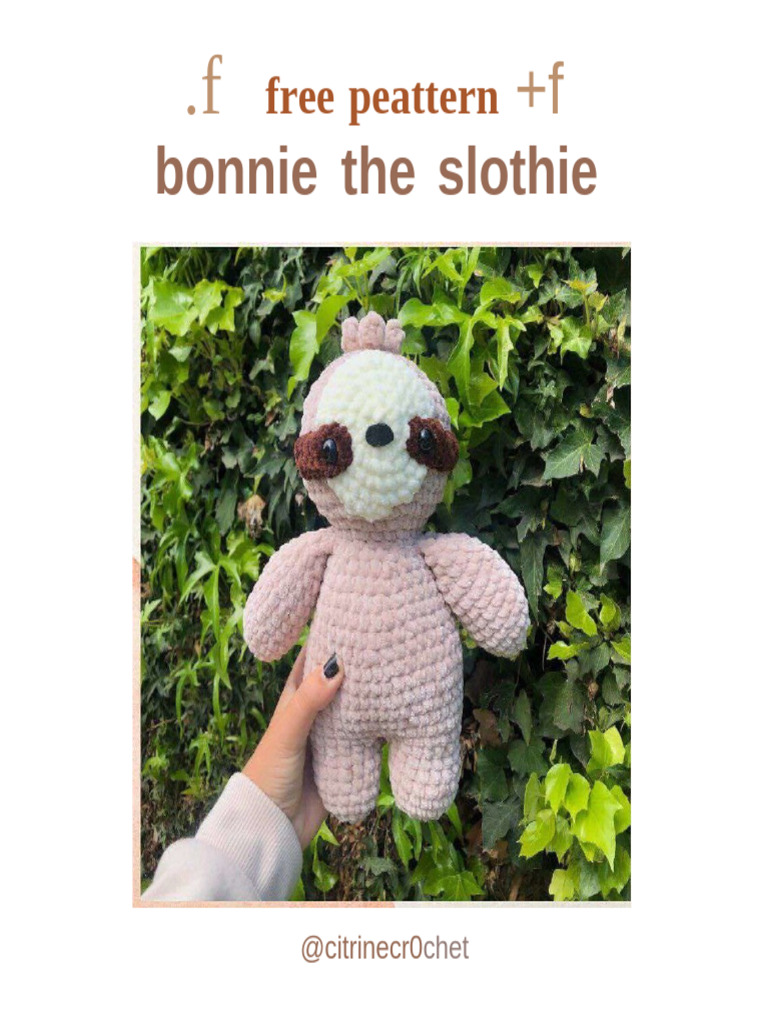 Free Crochet Sloth Pattern PDF | PDF | Sewing | Figured Fabrics