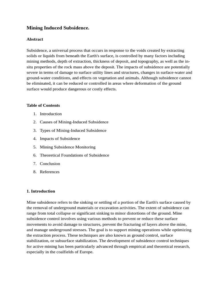Mining Induced Subsidence | PDF | Applied And Interdisciplinary Physics | Earth Sciences