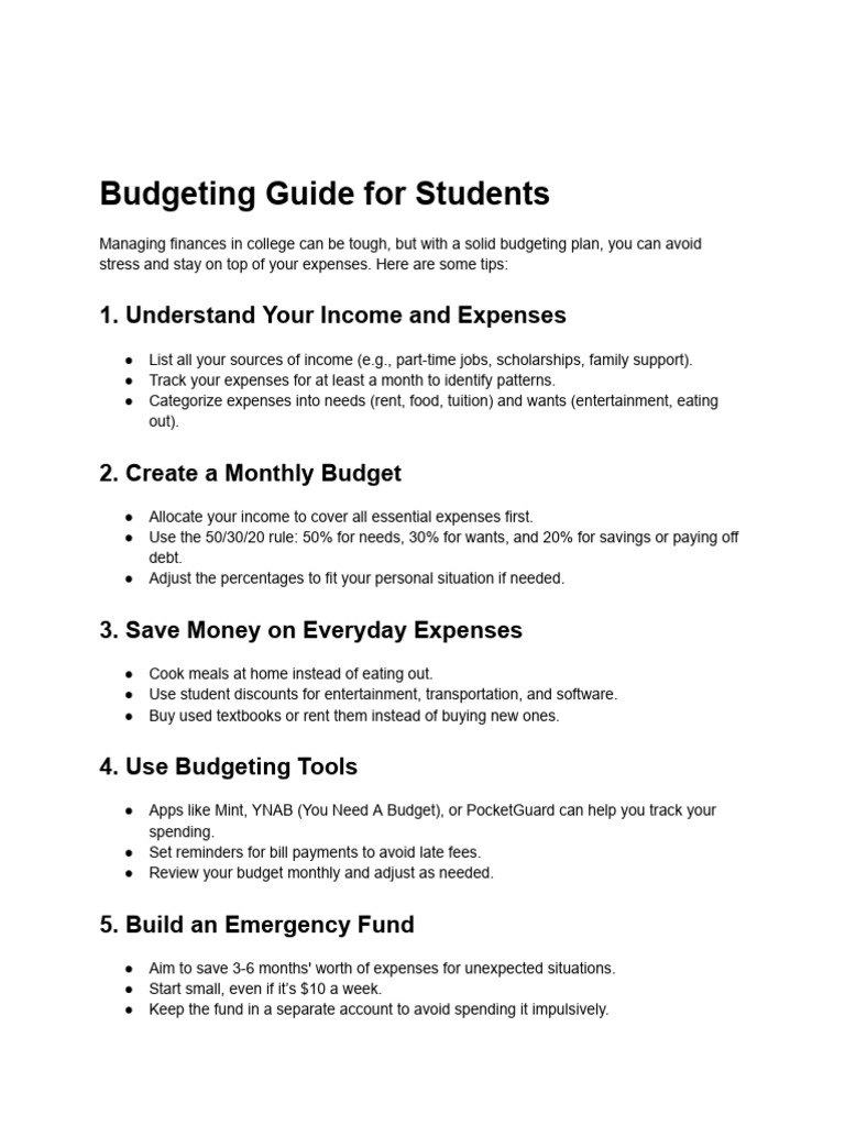 Budgeting Guide for Students | PDF
