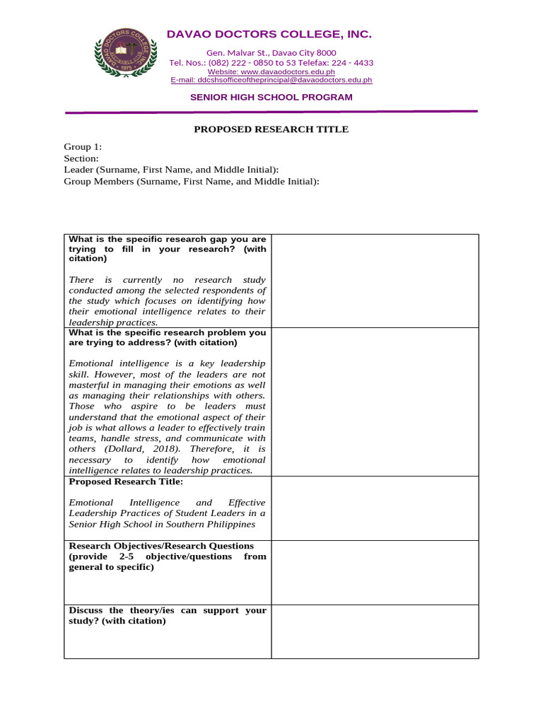 Sample-Proposed Research Title | PDF