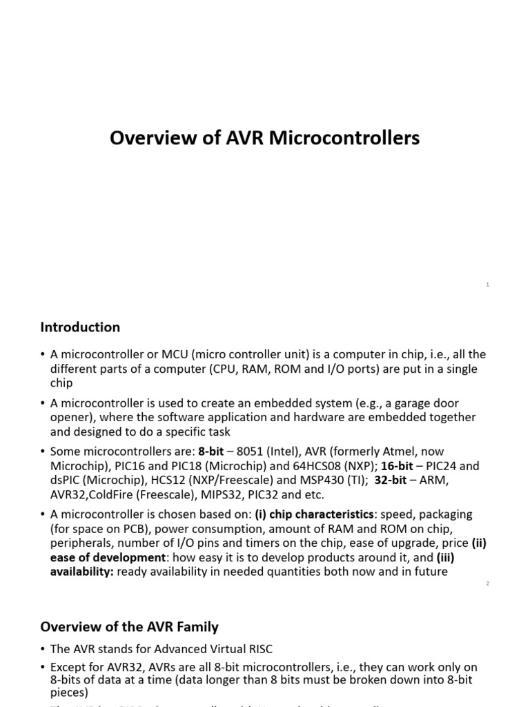 Intoduction To AVR Microcontrollers and ATmega328P | PDF | Microcontroller | Computer Data