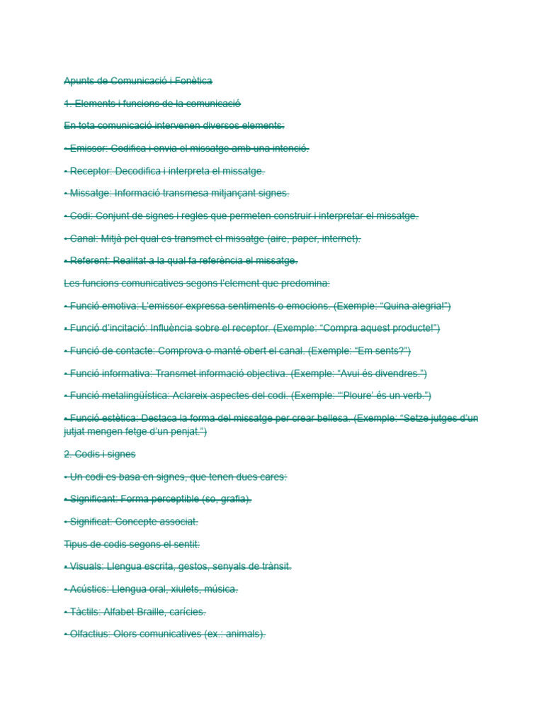 Apunts de Comunicació I Fonètica | PDF