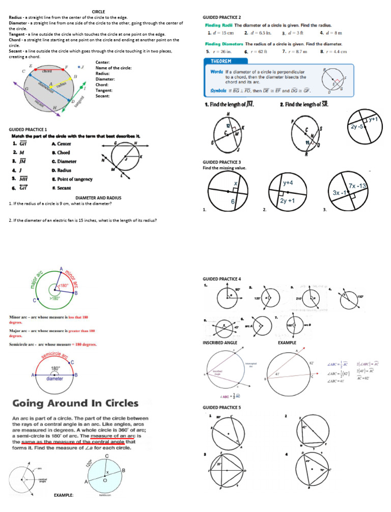PARTS-OF-A-CIRCLE-CENTRAL-AND-INSCRIBED-ANGLE | PDF