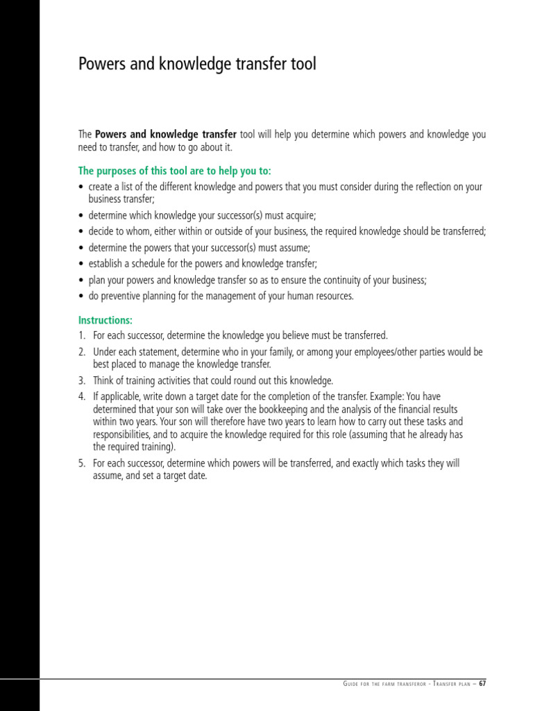 Knowledge Transfer Plan Form | PDF | Marketing | Knowledge