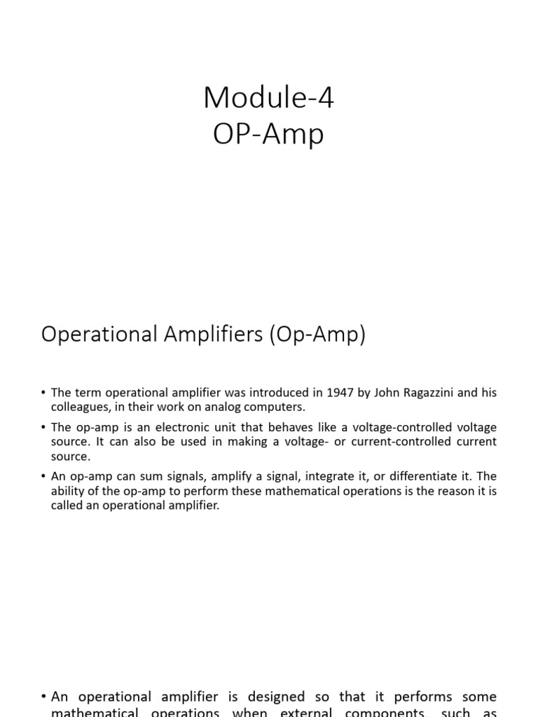 Module 4 Operation Amplifier Pdf Operational Amplifier Amplifier