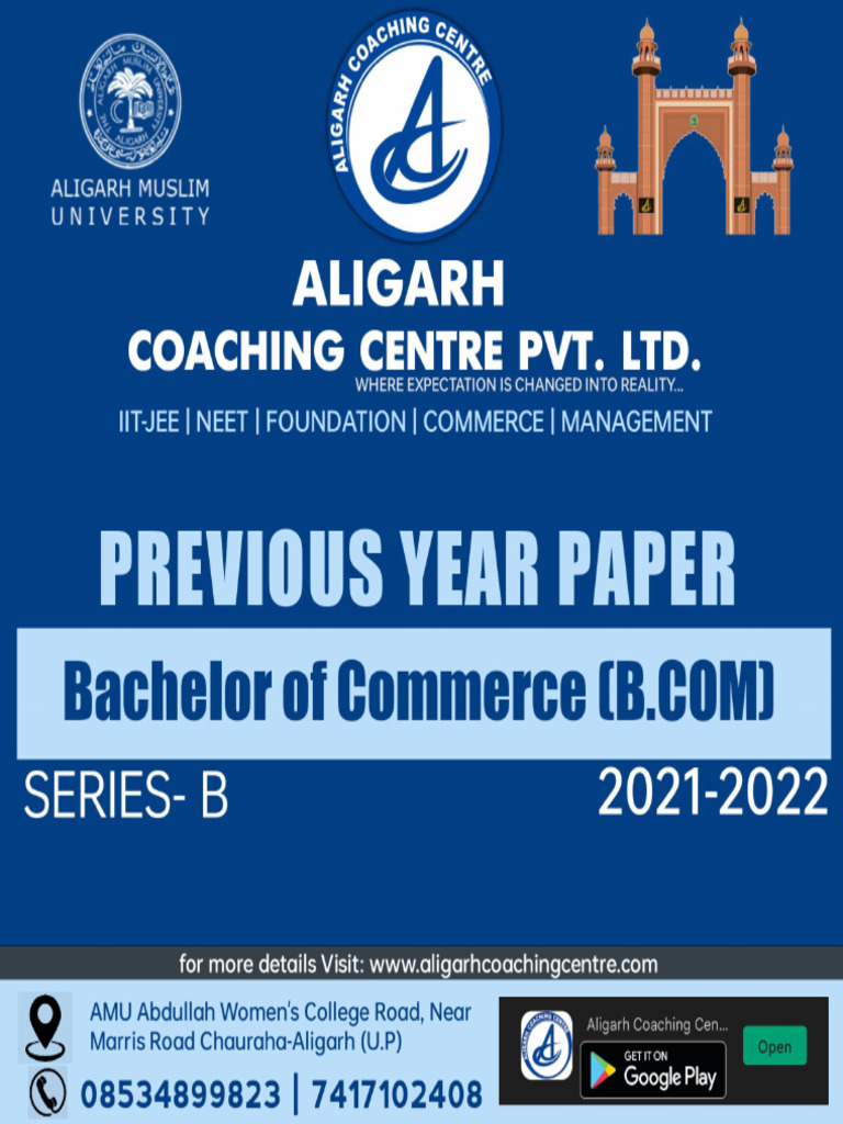 2021-22 Previous Year Paper, Aligarh Coaching Centre | PDF