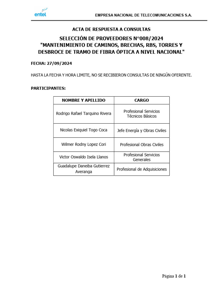 Acta de Respuesta A Consultas SP 008 2024 | PDF