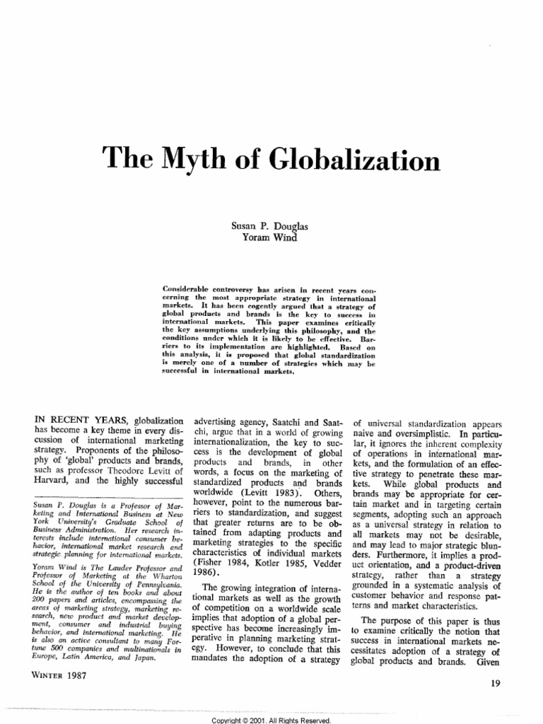 Pre-reading-The-Myth-of-Globalization | PDF