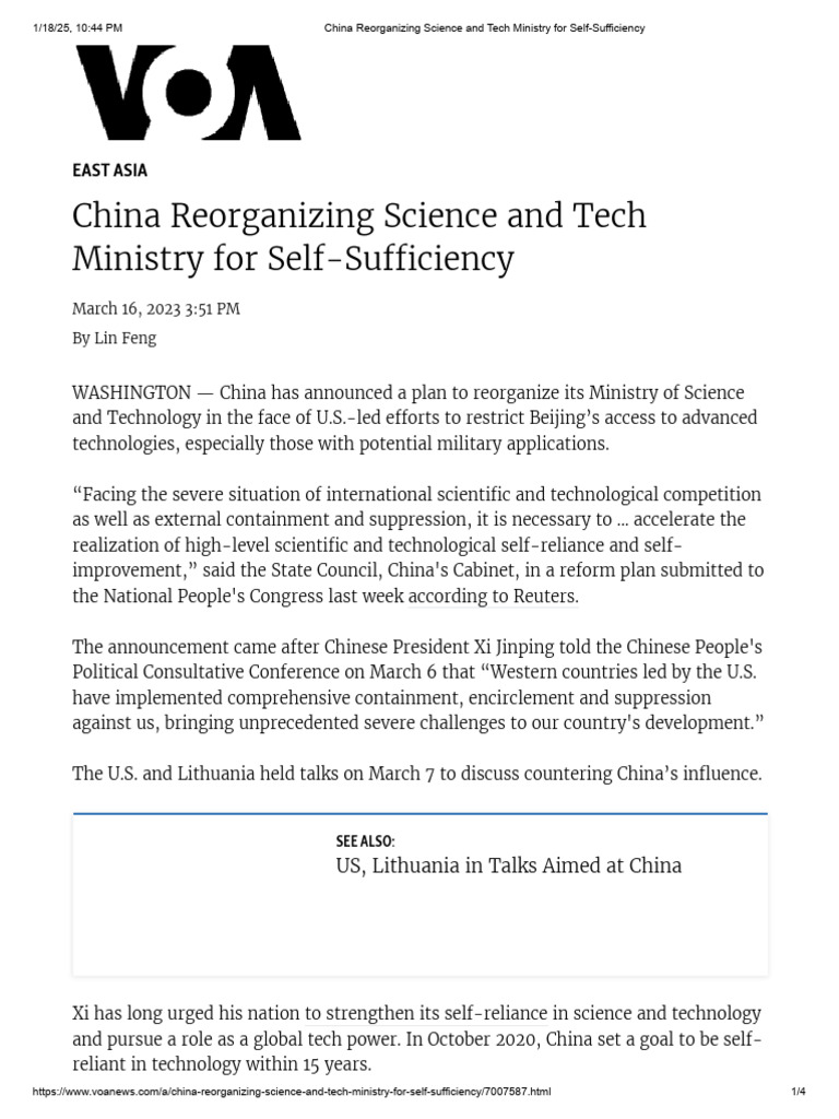 China Restructures Tech Ministry for Self-Reliance | PDF | China ...